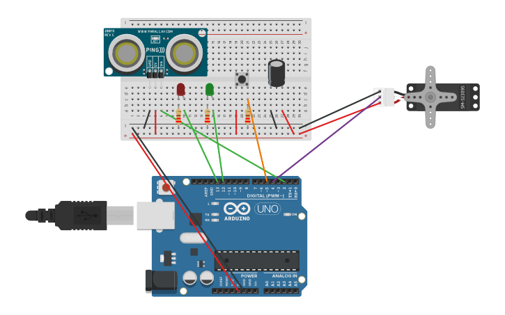 Circuit Design Proximity Door Lock Tinkercad