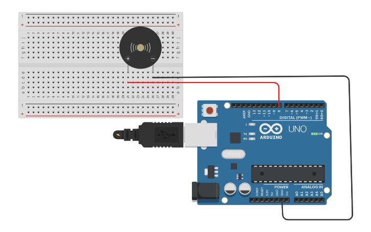 Circuit design Buzzer aula 24 - Tinkercad