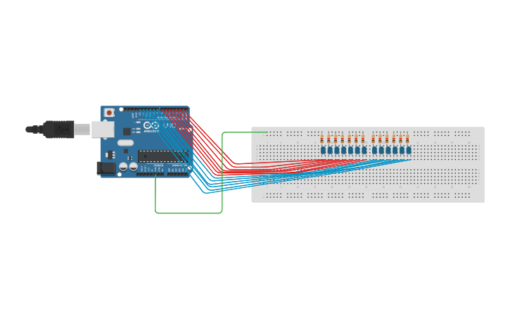 Circuit design LUCES LED - Tinkercad