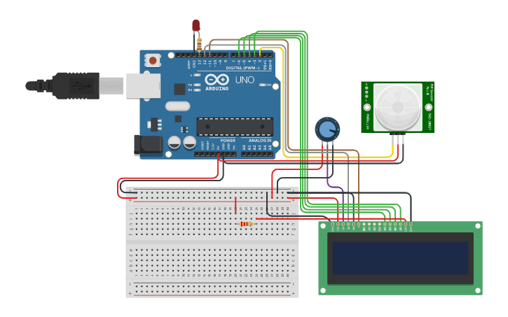 Circuit design MOTION DETECTION - Tinkercad