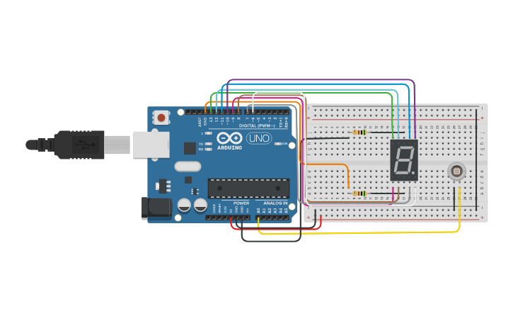 Circuit design Photodiode counter - Tinkercad