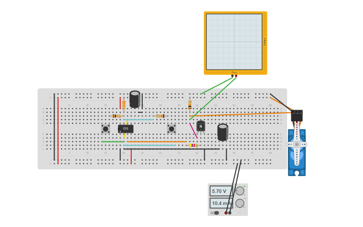 Circuit Design Servo 555 Tinkercad