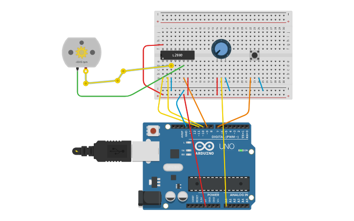 Circuit design DC Motor Reversing - Tinkercad