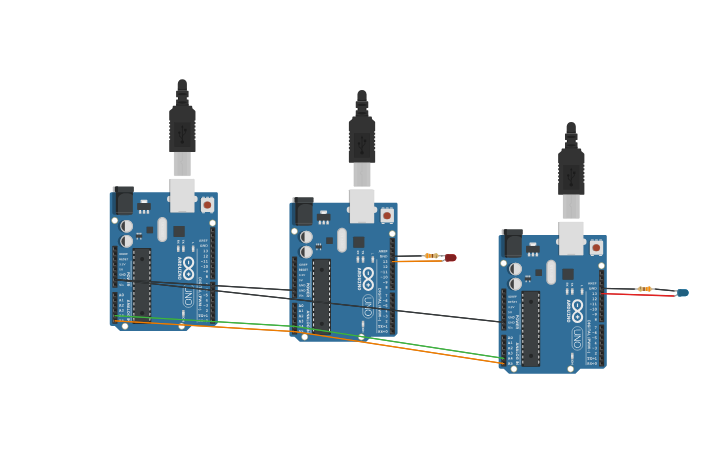 Circuit Design I2c Communication Between Three Arduino Tinkercad