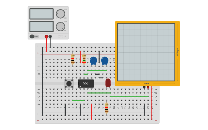 Circuit design 555 Monostable Timer - Tinkercad