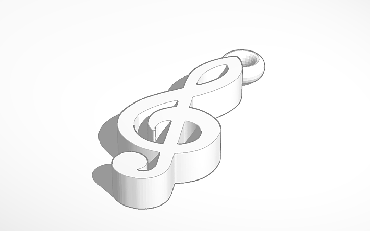 3D design Treble Clef Music Charm | Tinkercad