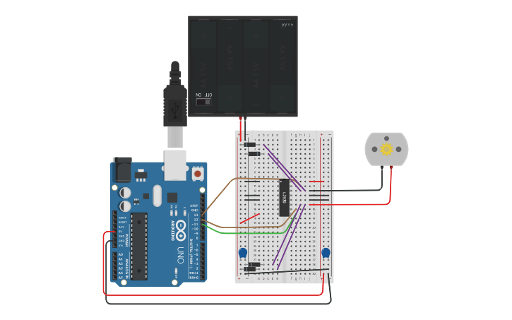 Circuit design Bi Directional DC Motor | Tinkercad