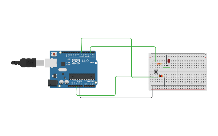 Circuit design Led con pulsador - Tinkercad Circuit design Led con pulsador - Tinkercad
