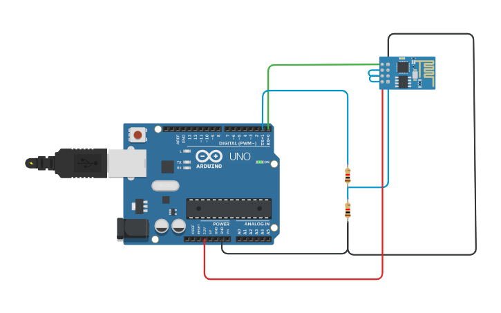 Circuit design ESP8266 lectura | Tinkercad