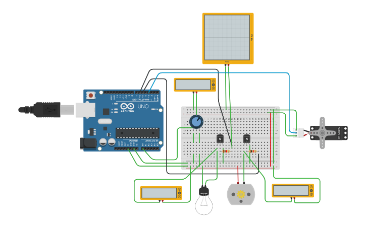 Circuit design Fuzzy logic (heating and fan control) - Tinkercad