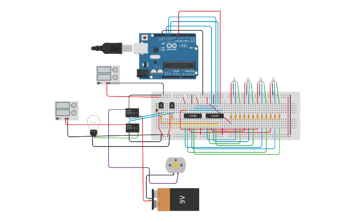 Circuit design Shift register - Tinkercad