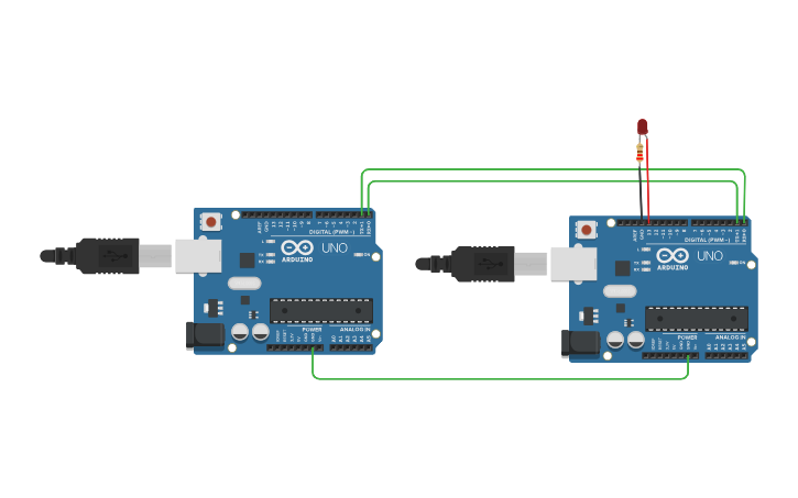 Circuit design Arduino Maestro y Esclavo 4 S12 - Tinkercad
