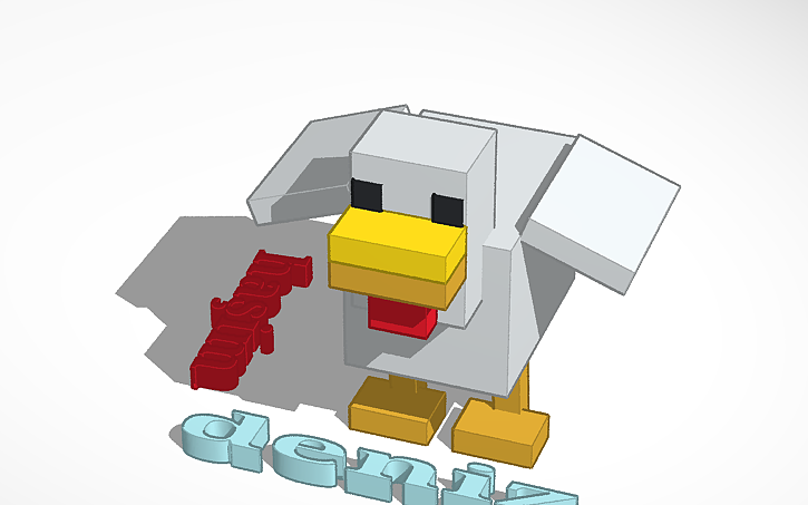 3D design Minecraft chiken - Tinkercad