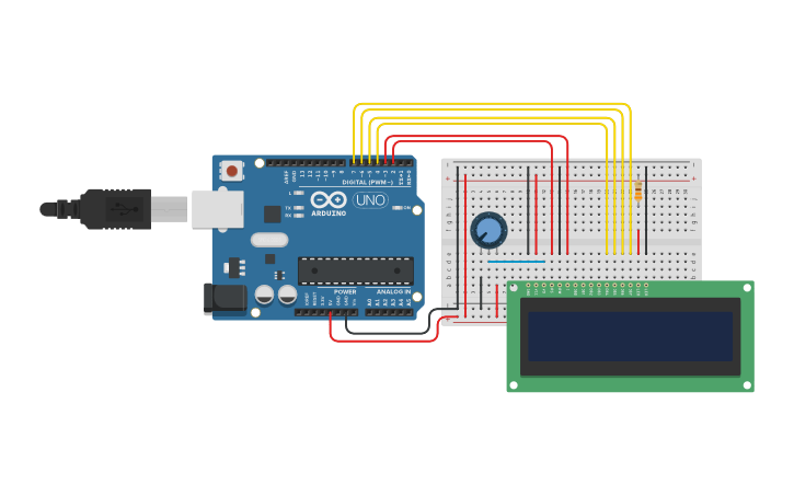 Circuit design Visualizzazione dei caratteri della tabella ASCII - Tinkercad