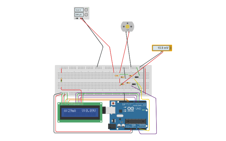 Circuit Design Arduino Voltmeter Ammeter Tinkercad