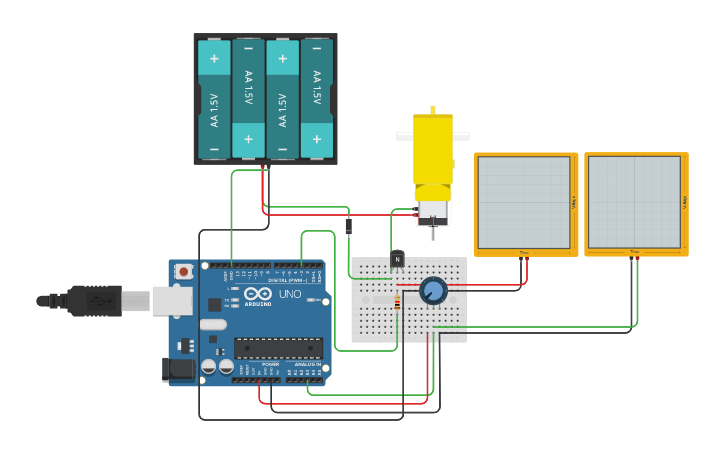 Circuit design Control de motores con un potenciometro | Tinkercad