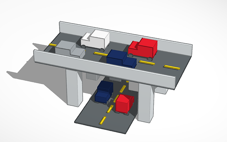 3D design Road With Cars - Tinkercad