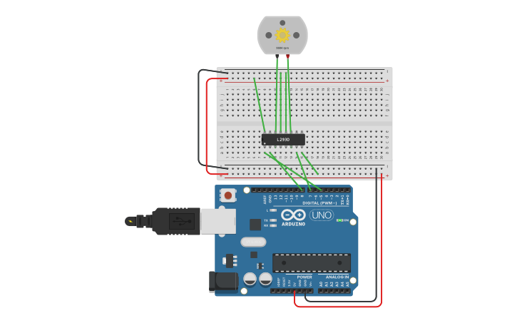 Circuit design Motor DC - Tinkercad