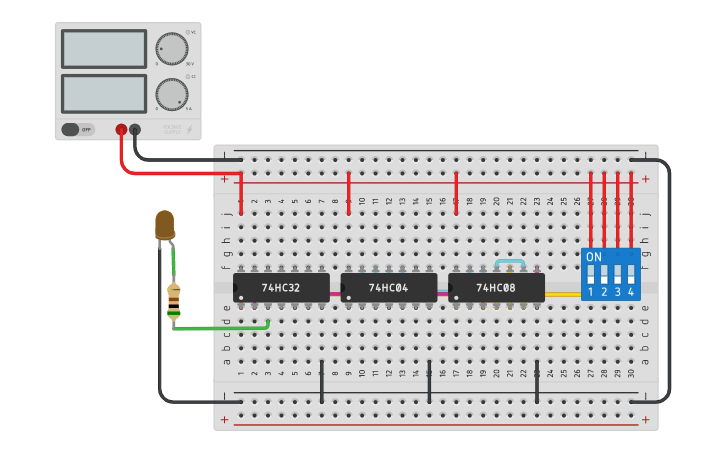 Circuit design Atividade 1 - Circuito Lógico Combinacional | Tinkercad