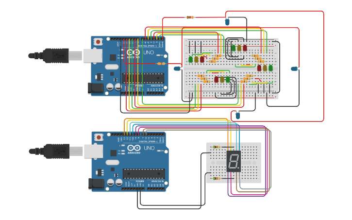 Circuit design Smart traffic lights | Tinkercad