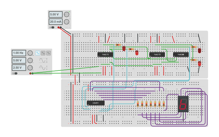 Circuit design decade counter - Tinkercad