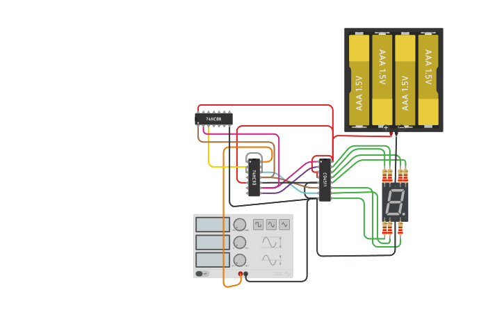 Circuit design Task 1 BCD counter - Tinkercad