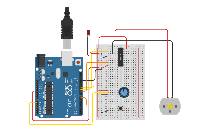 Circuit design forward and reversing dc motor - Tinkercad