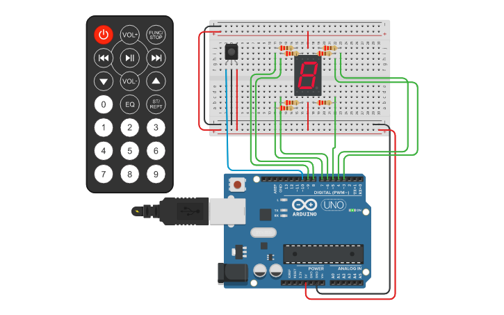 Circuit Design 7 Segment Display With The Remote Control Tinkercad 8475