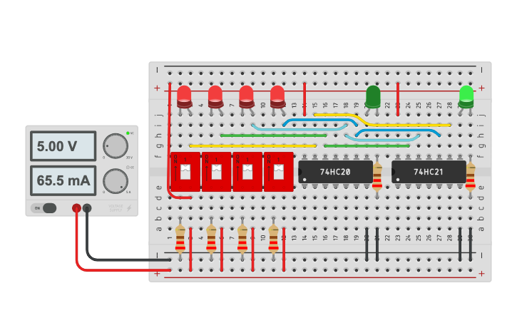 Circuit design 4-input logic gates - Tinkercad