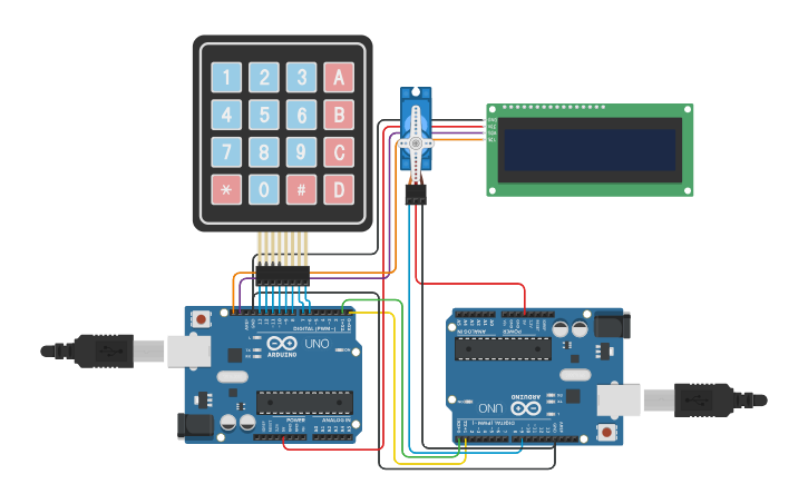 Circuit Design Uart System To Unlock Door By Password Tinkercad