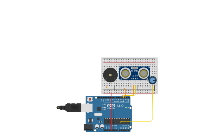 Circuit design Mock Radar using Ultrasonic Distance Detector - Tinkercad