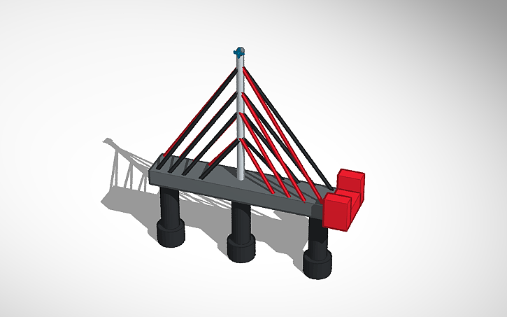 3D design Cable stayed Bridge - Tinkercad