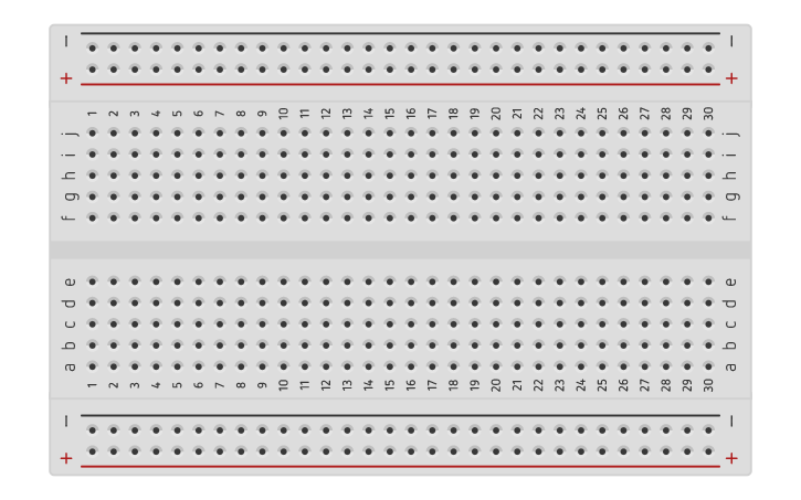 Circuit design breadboard - Tinkercad