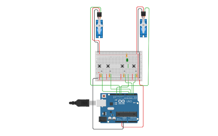 Circuit design Servo Peaje | Tinkercad