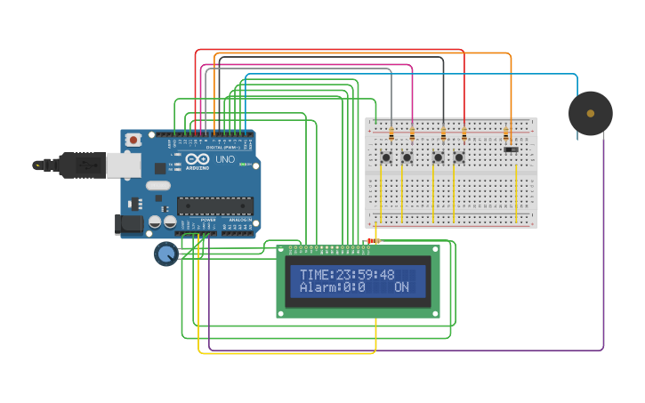 Circuit design ALARM - Tinkercad