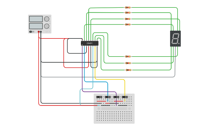 Circuit design 7 - Segment Circuit. - Tinkercad