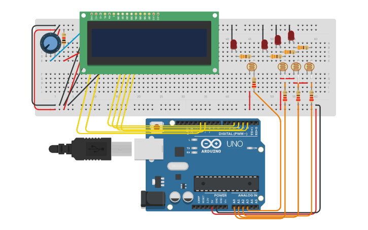 Circuit design Circuit Design Status of Water Tank | Tinkercad