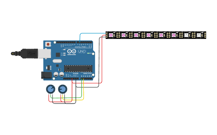 Circuit Design Halloween Strip With Potentiometers Tinkercad