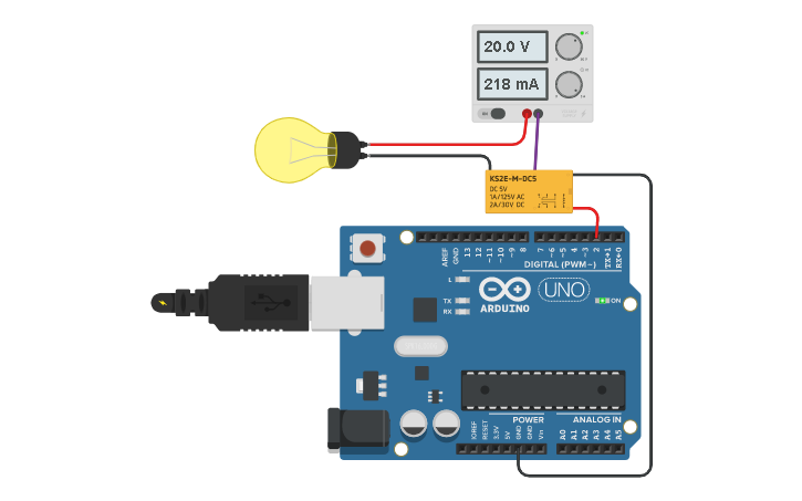 Circuit design USO DE RELAY | Tinkercad