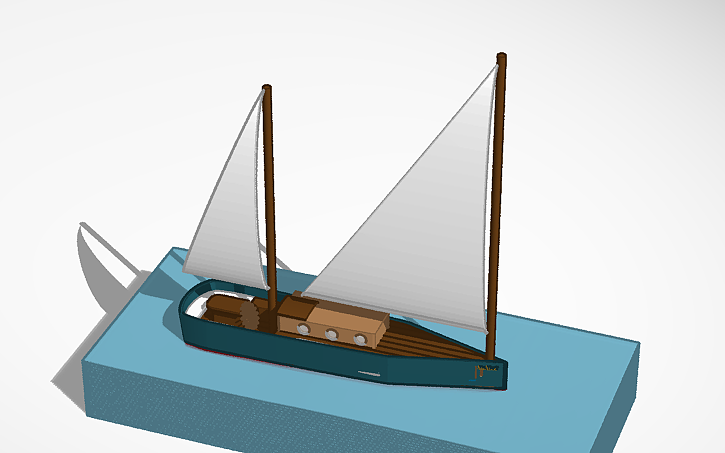 3D design relief- a cat ketch rigged center boarder - Tinkercad