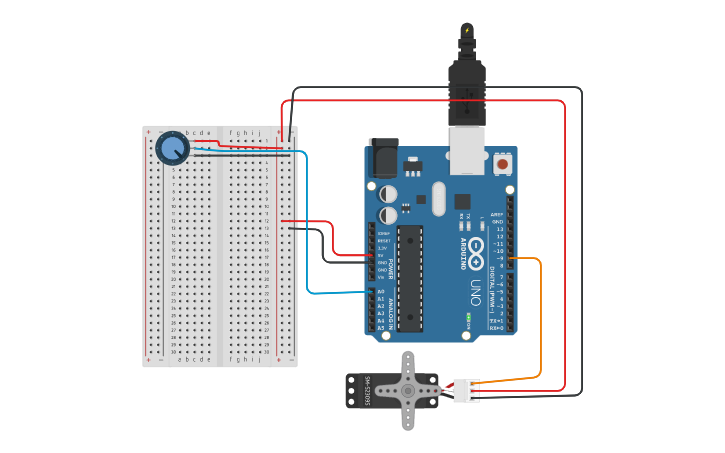 Circuit design Circuit 3A: Servo Motors | Tinkercad