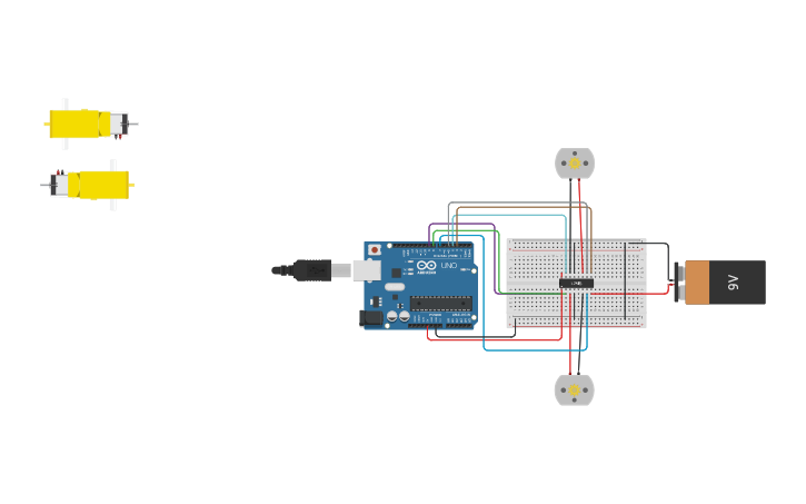 Circuit design L293D Motor Driver | Tinkercad