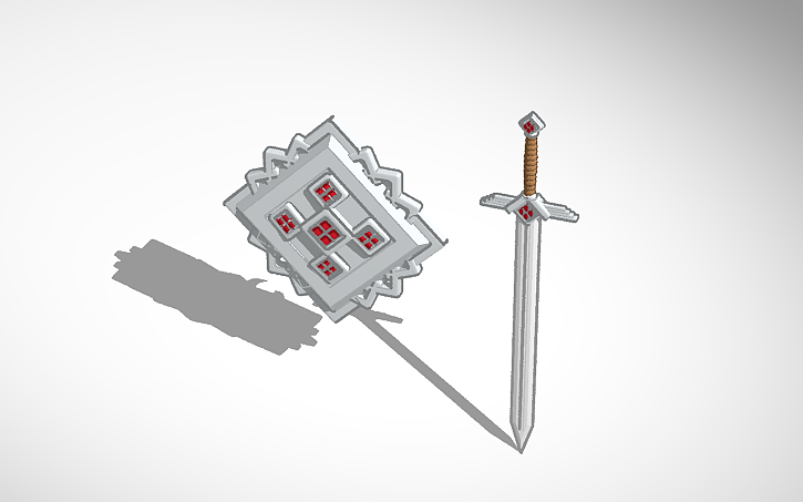 3D design Fantasy Sword & Shield - Ruby Dawn - Tinkercad