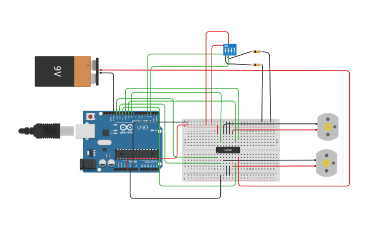 Circuit design motores Javier Navarro - Tinkercad