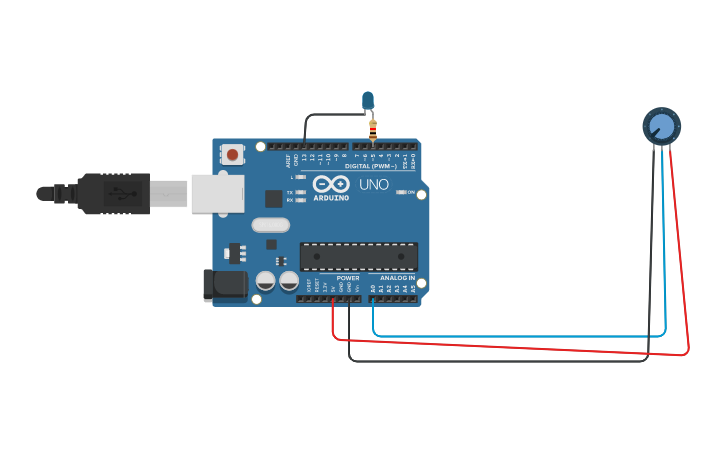 Circuit Design Led With Potentiometer Anda Rduino Tinkercad