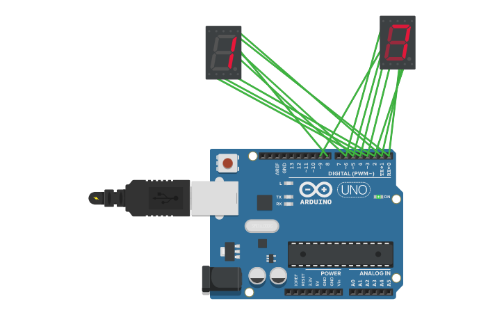 Circuit Design 2 Digit 7 Segment Tinkercad