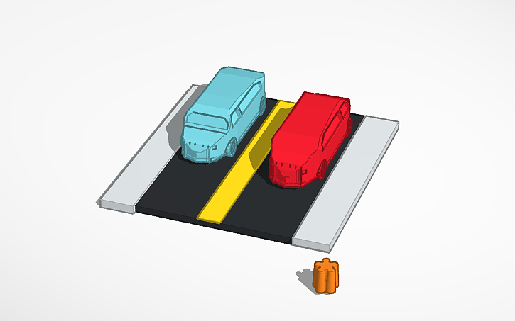 3D design American style small road - Tinkercad