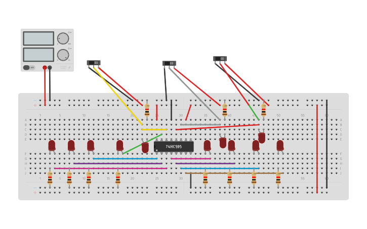 Circuit design 20BCS1273 Design of a Shift Register Circuit (IC 74HC595) with Manual Pushbutton ...