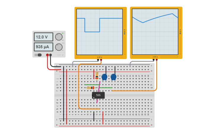 Circuit design Astable 555 - Tinkercad