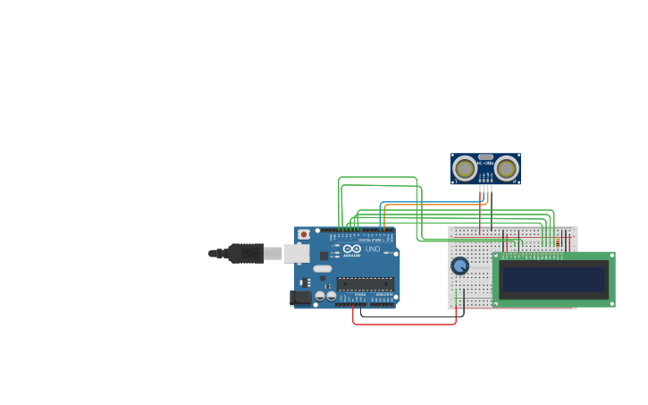 Circuit design ultrasonic sensor | Tinkercad